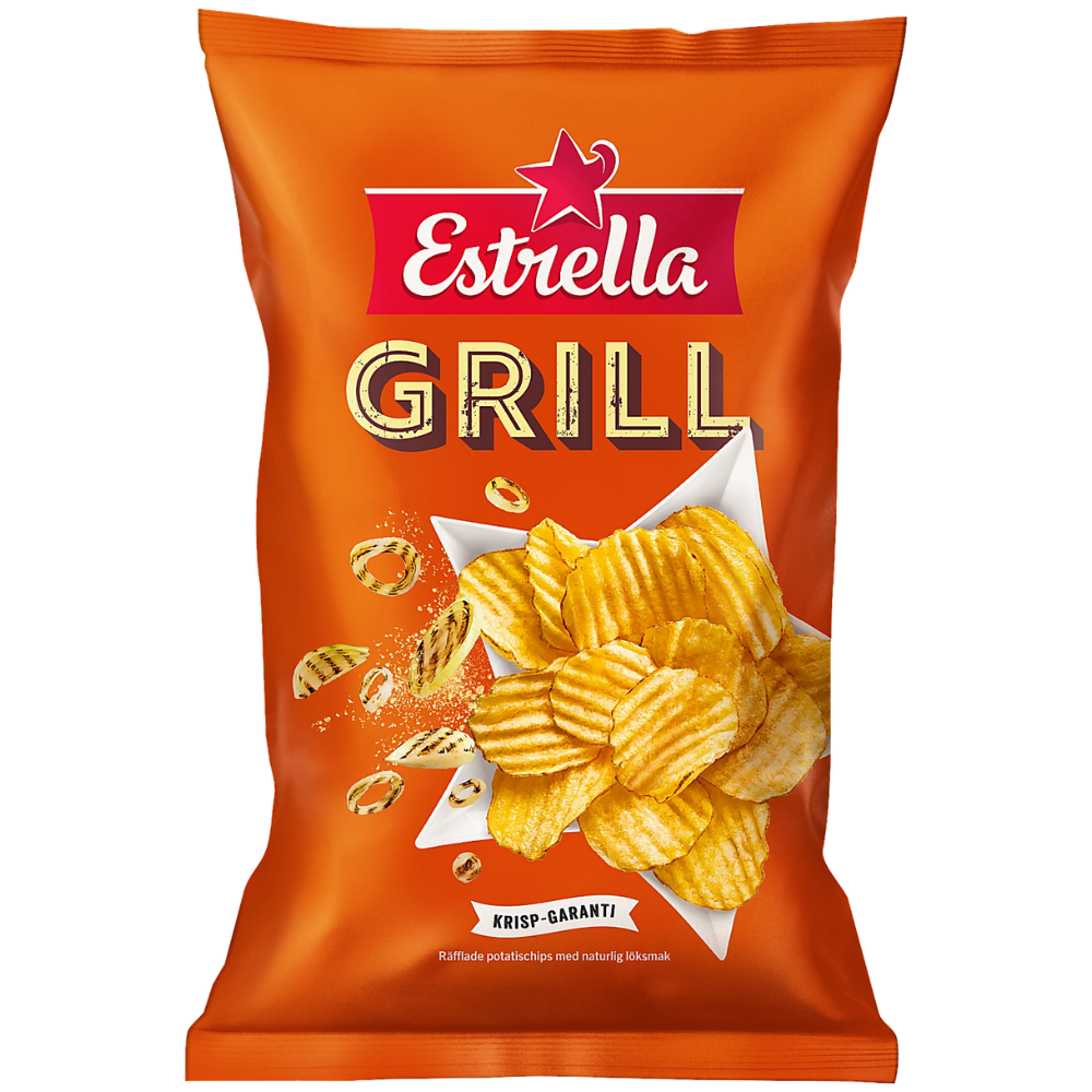 Coarsley Grooved Grill Potato Chips Wholesale Box By Swedish Estrella