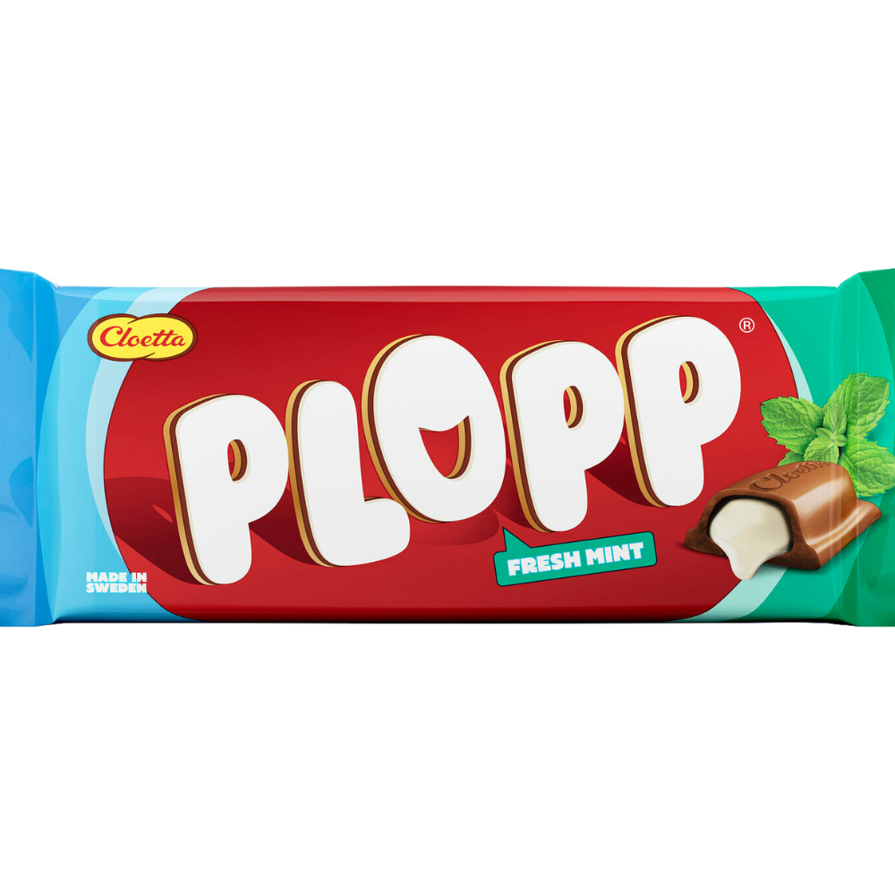 PLOPP Fresh Mint Caramel Chocolate Bar Wholesale Box By Swedish Cloetta